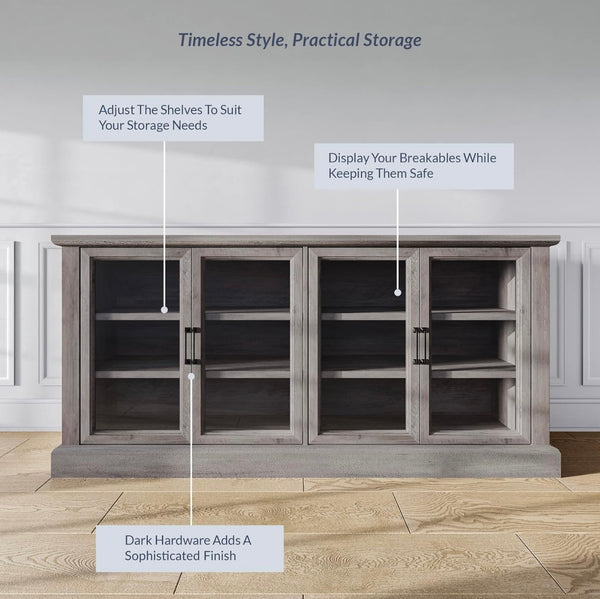 70 Inch Sideboard Buffet Cabinet, Entertainment Center with Storage, G ...